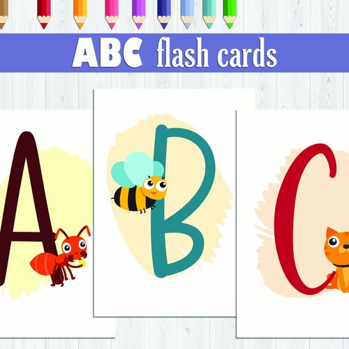 Animal Alphabet Flash Cards Homeschool Activities ABC - Etsy