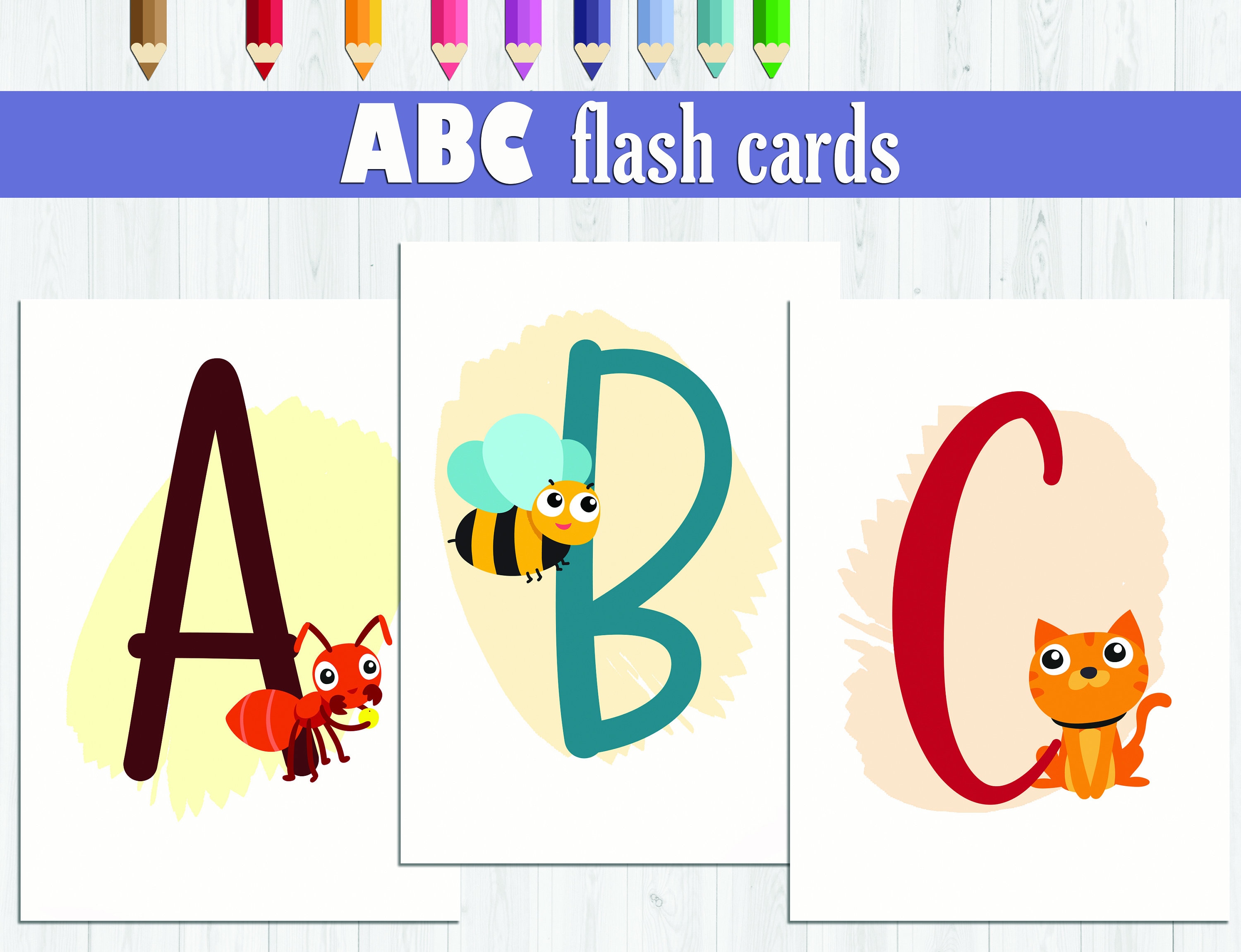 Animal Alphabet Flash Cards Homeschool Activities ABC | Etsy