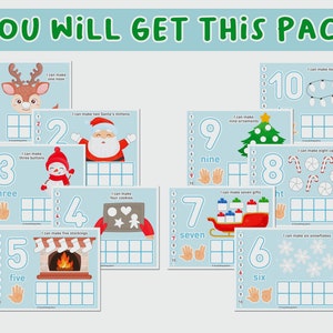 Christmas NUMBER 1-10 Play Dough Mat, Printable Playdough Activity ...