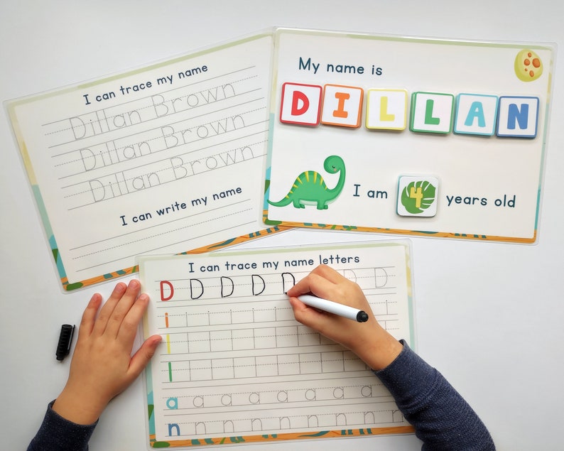 Printable Name Workbook Personalized Dinosaur Themed Name - Etsy