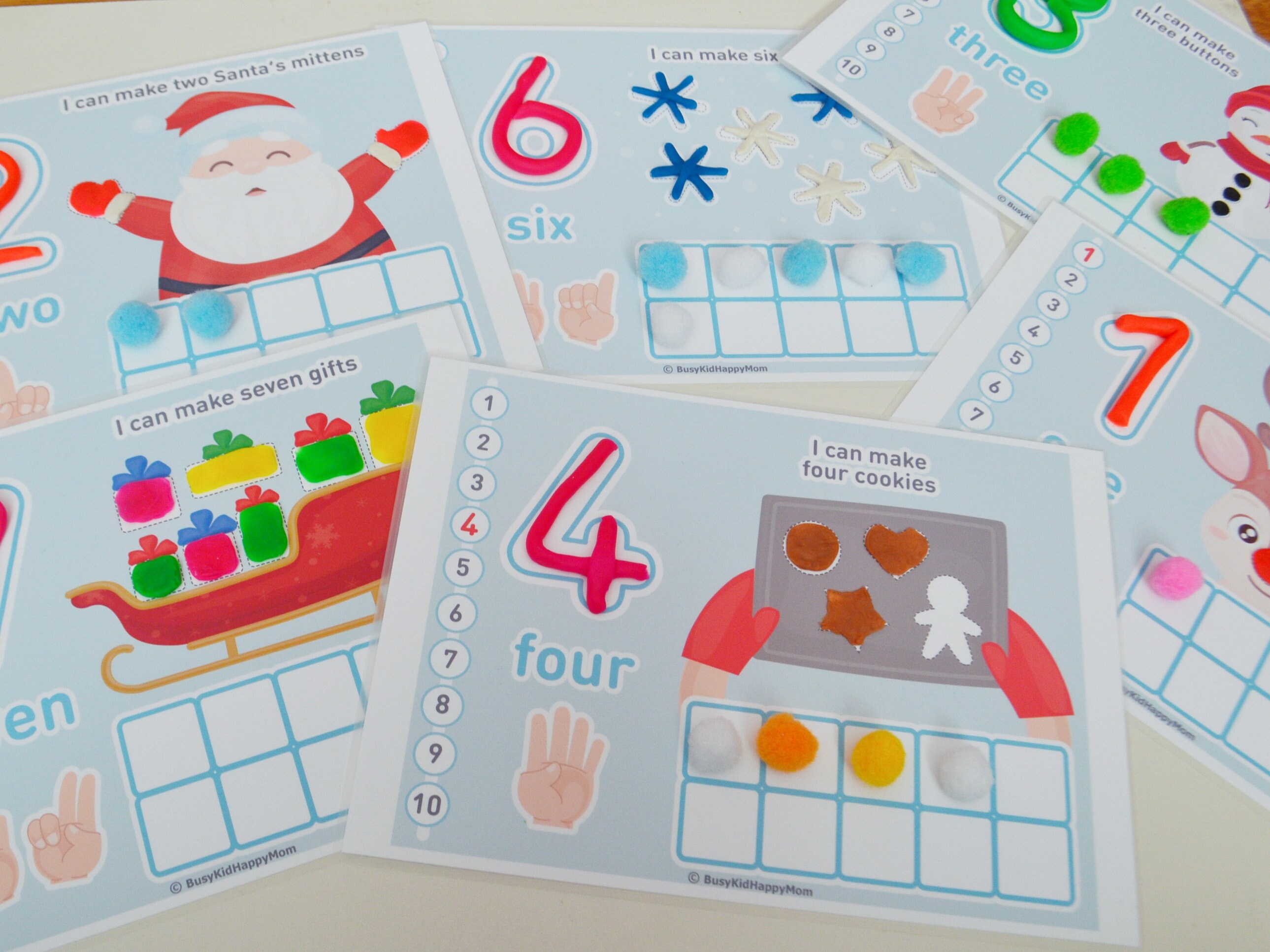 Christmas NUMBER 1-10 Play Dough Mat Printable Playdough - Etsy