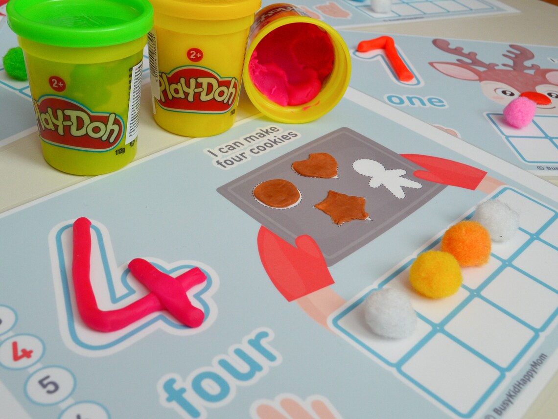 Christmas NUMBER 1-10 Play Dough Mat Printable Playdough - Etsy