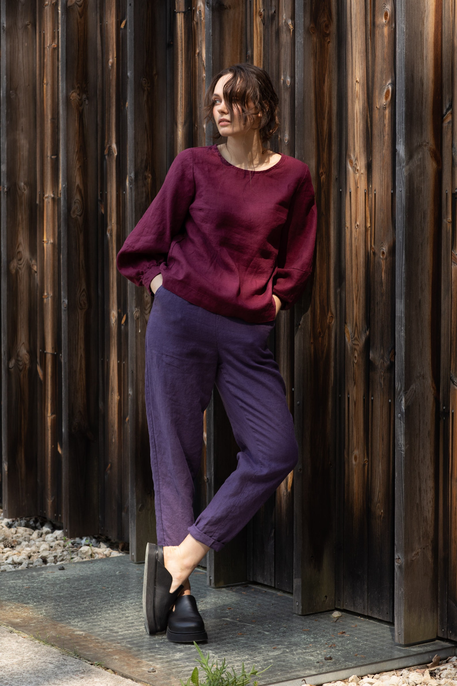 MATERA Puff Sleeve Linen Blouse, Organic Linen Top Women, Pure Linen ...