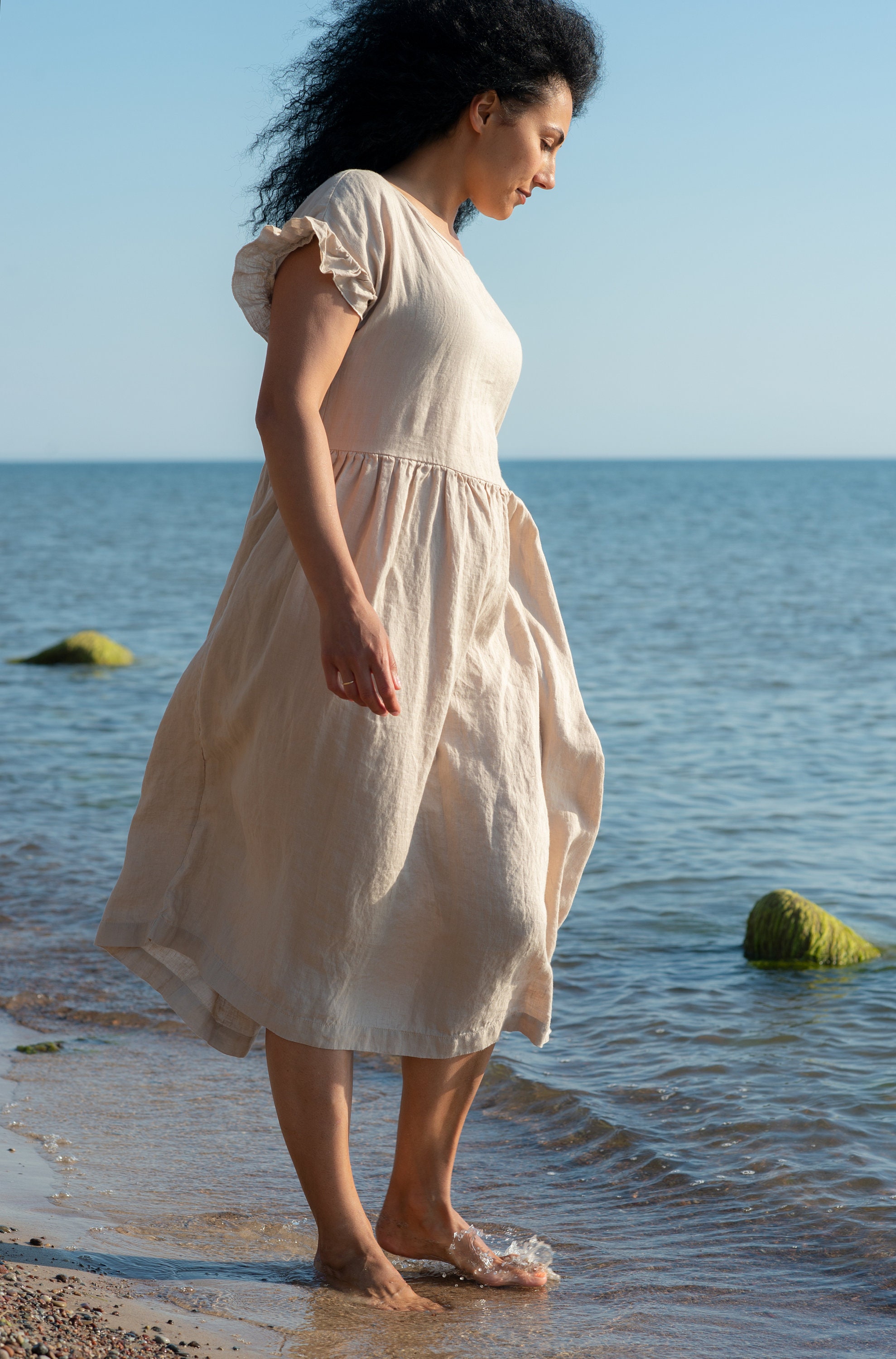 ROME Linen Summer Dress Linen Short Sleeve Dress Soft Linen - Etsy