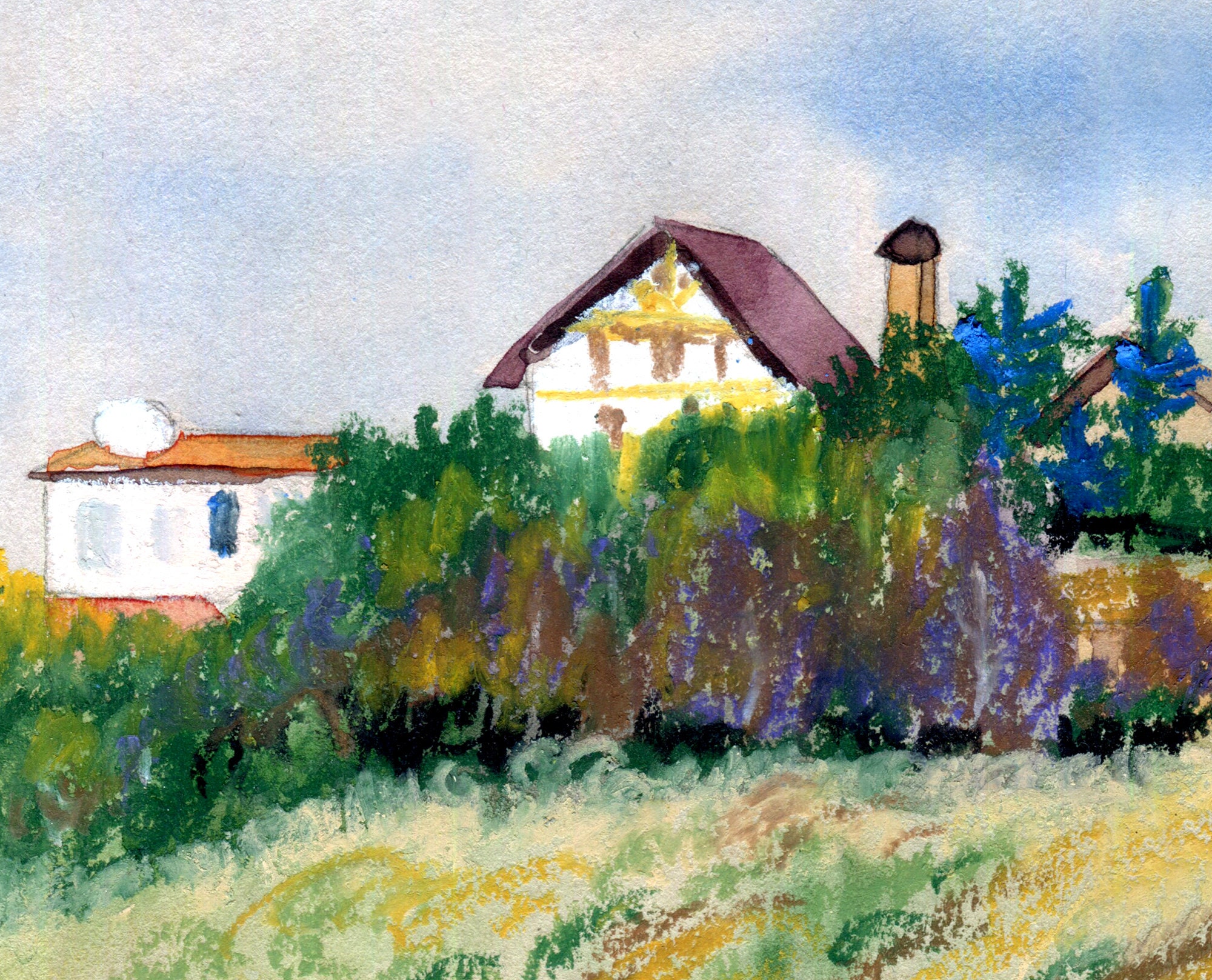 Buy Landscape Painting Abstract Rural Original Mixed Media Artwork by ...