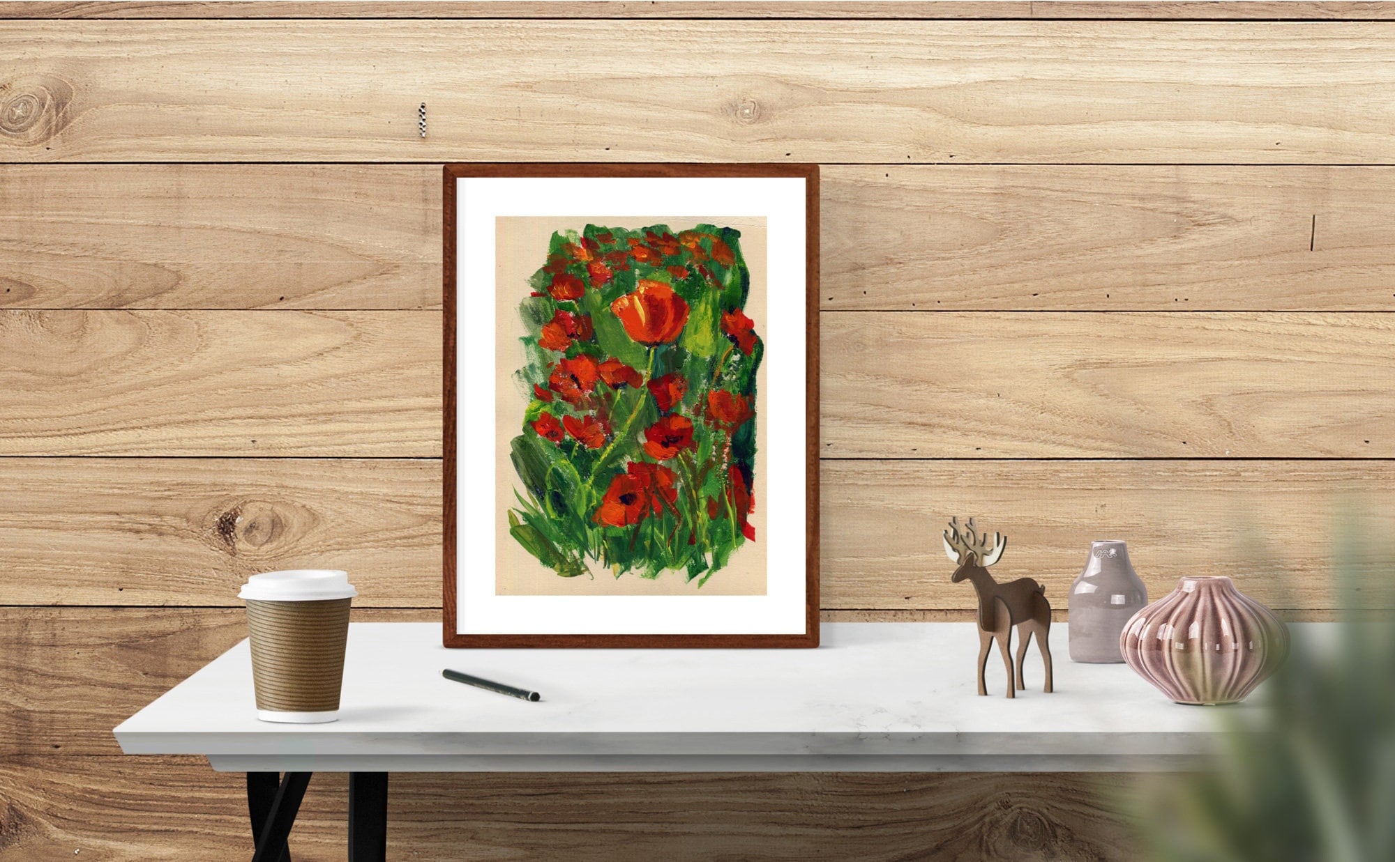 Poppies Acrylic Painting Red Poppies Wall Art Red Flowers - Etsy