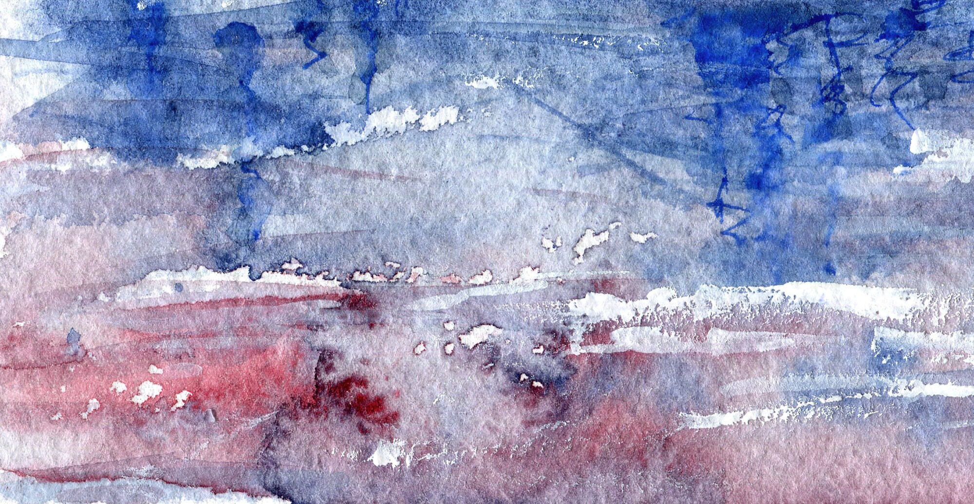 Semi-abstract Watercolor Painting, Abstract Landscape Art 4.8 by 7 ...