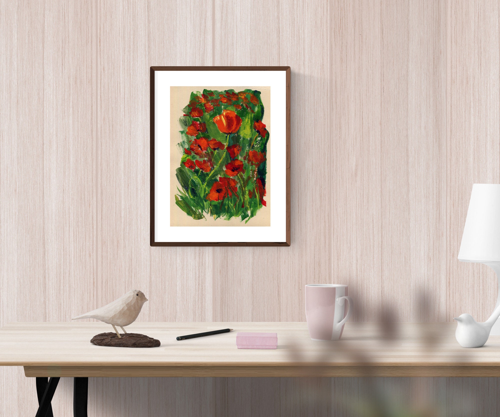 Poppies Acrylic Painting Red Poppies Wall Art Red Flowers - Etsy