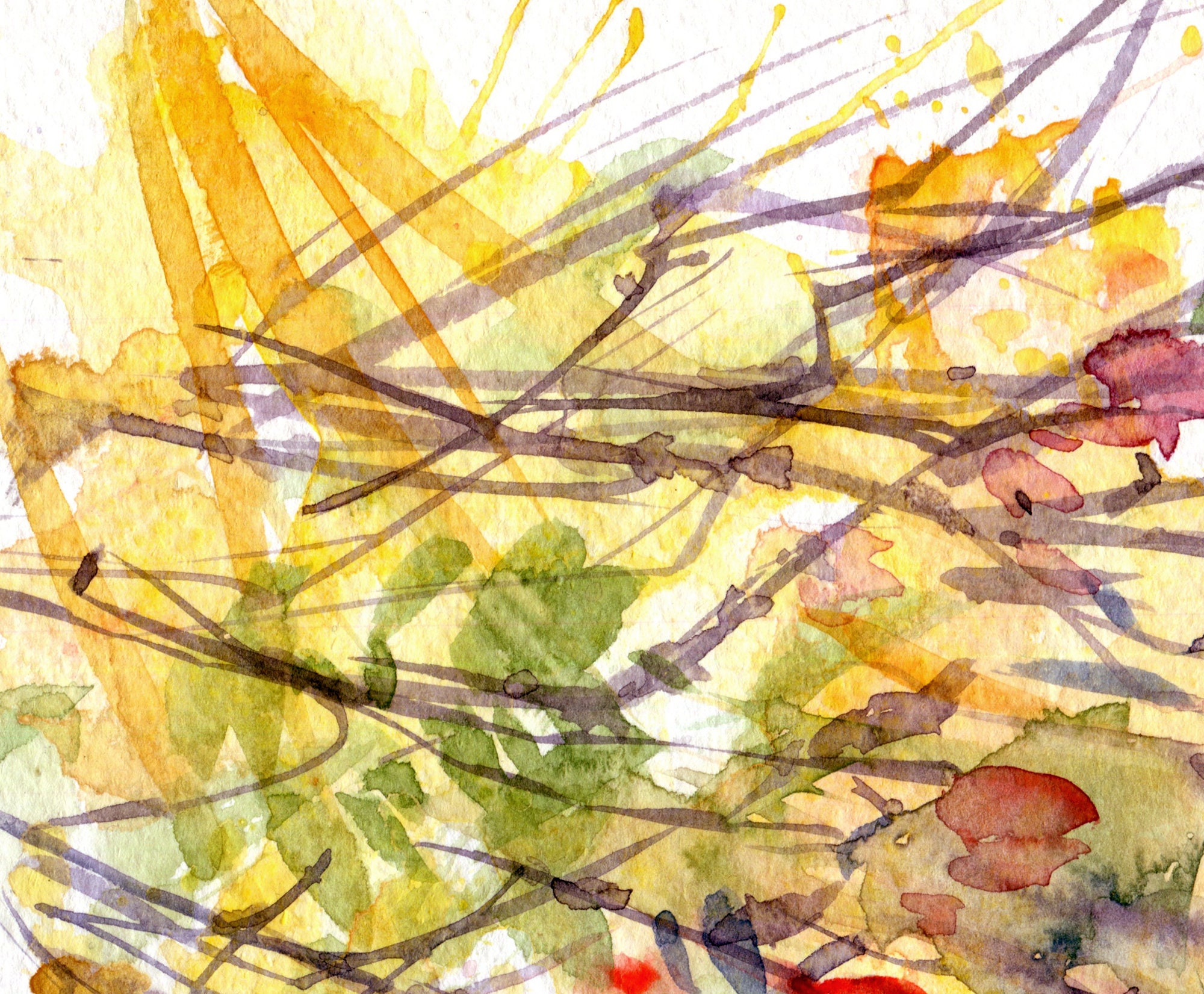 Abstract Red Berries Watercolor Painting Rosehip Berry Artwork Original ...