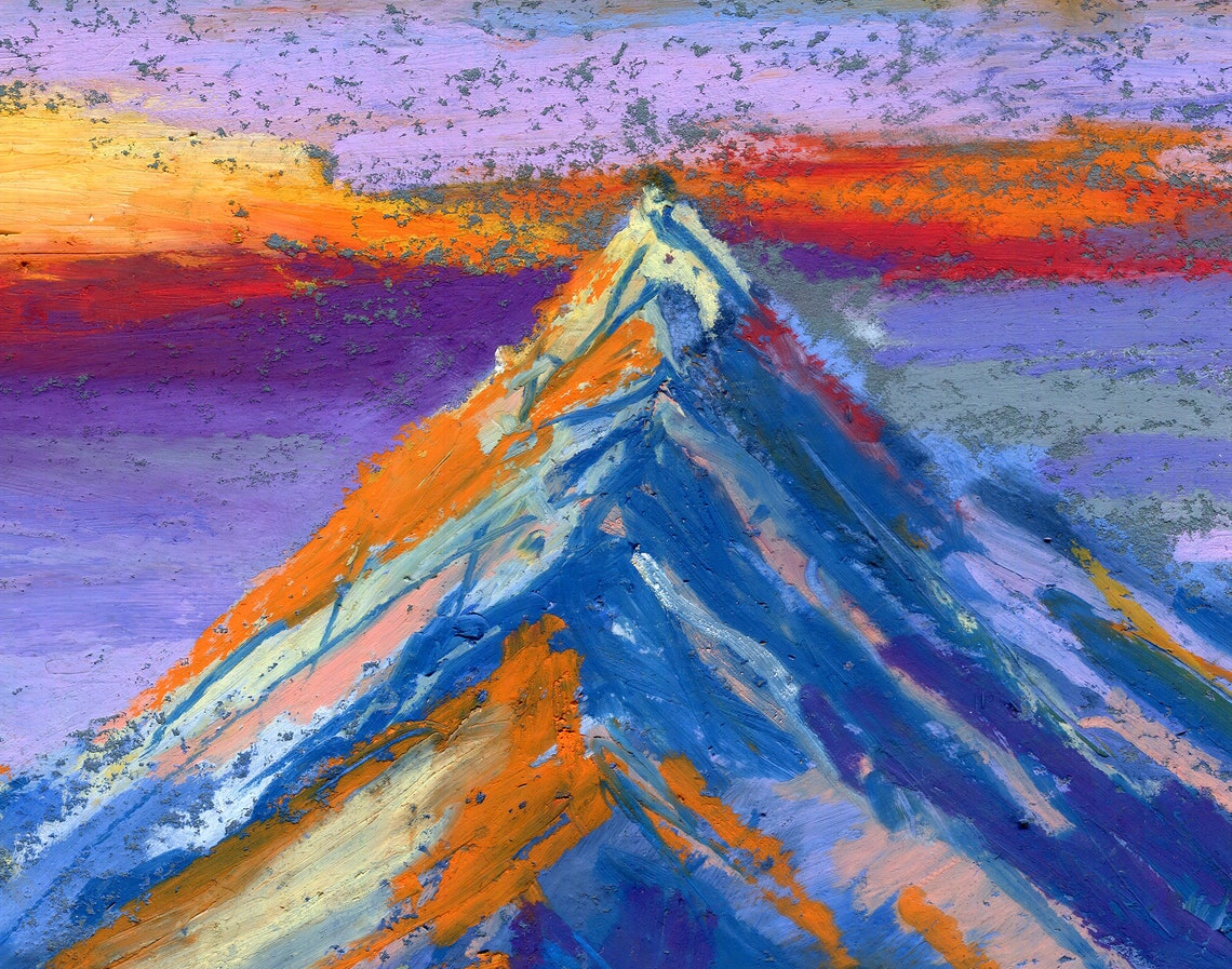 Mountain Painting Oil Pastel Landscape Art Sunset Mountains Wall Art 11 ...