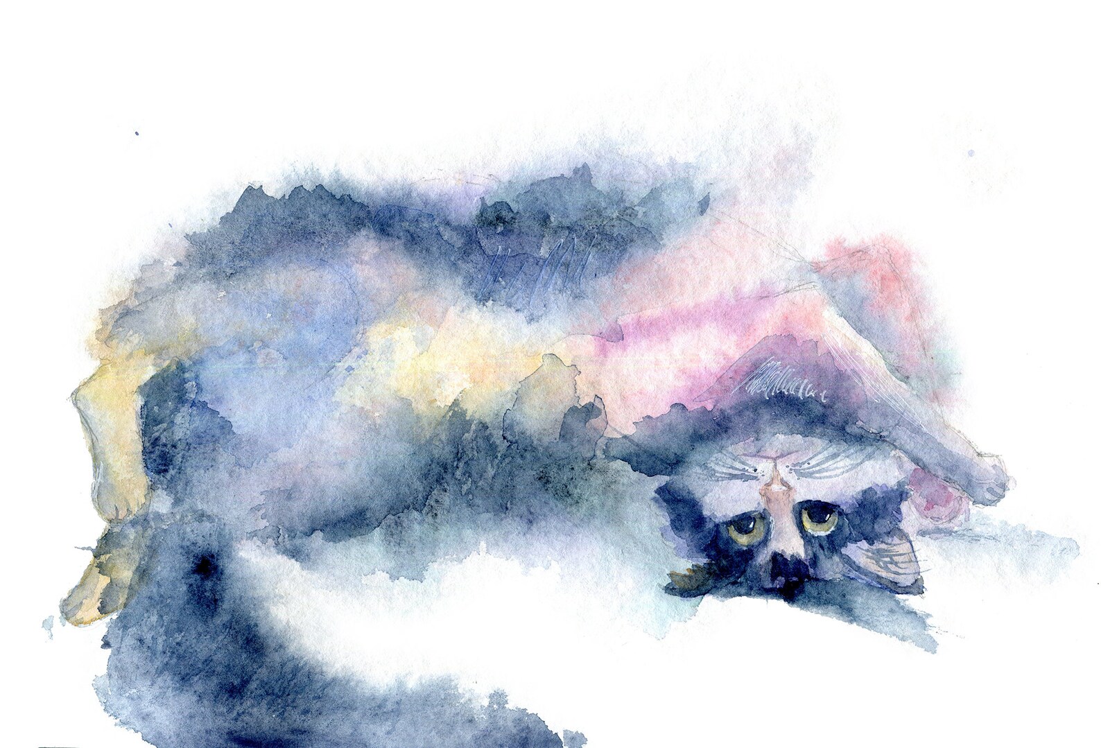 Funny Cat Painting Original Watercolor Art, Cat Artwork by Zoya Mirumir ...