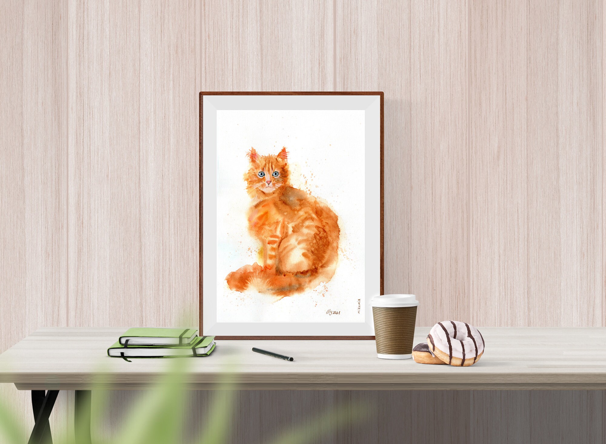 Cat Painting Red Cat Watercolor Painting Original Wall Art | Etsy