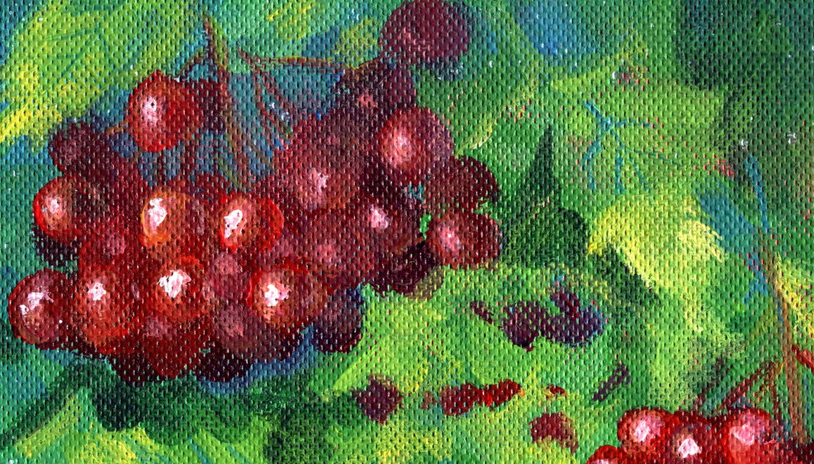 Red Berries Acrylic Painting Kitchen Artwork Viburnum Small - Etsy