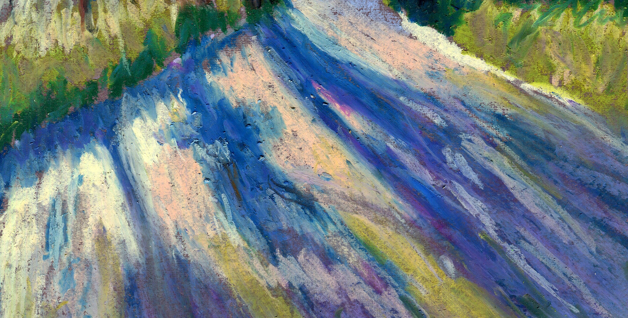 Pine Trees Oil Pastel Art Sun Through the Trees Landscape - Etsy