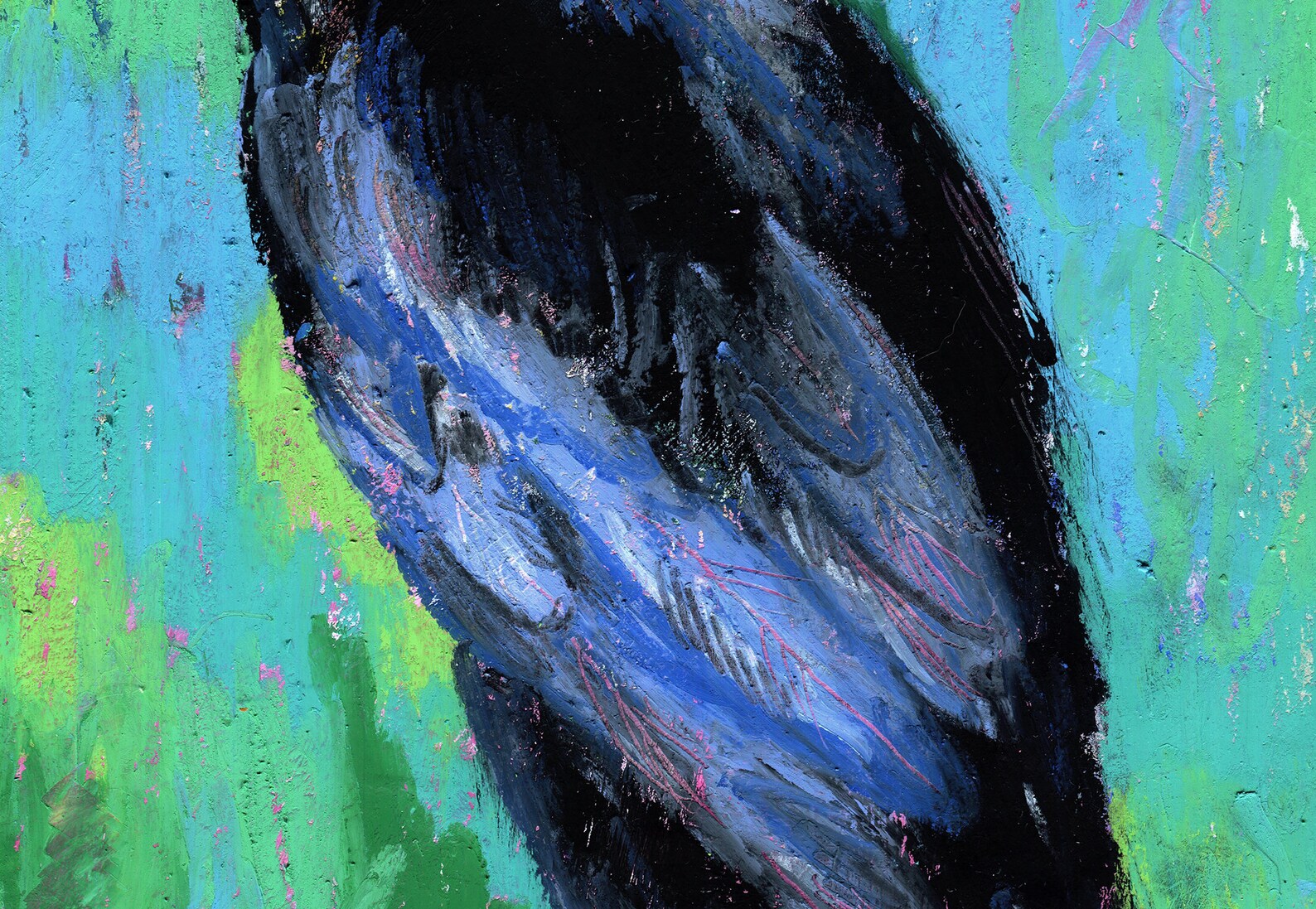 Raven Oil Pastel Painting Black Bird Wall Art 8" by 10" by Zoya Mirumir ...