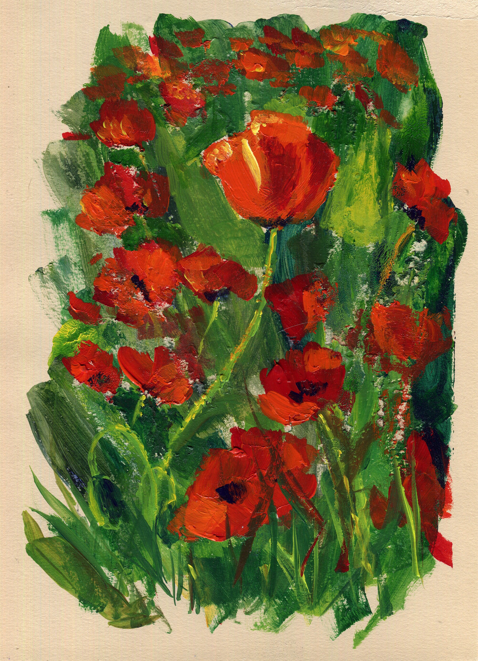 Poppies Acrylic Painting Red Poppies Wall Art Red Flowers Artwork - Etsy