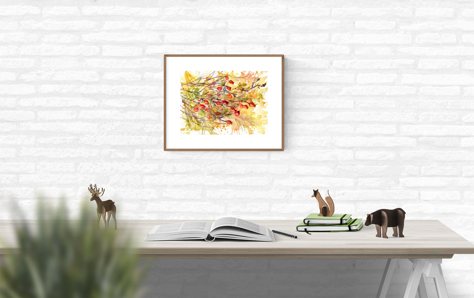 Abstract Red Berries Watercolor Painting Rosehip Berry Artwork Original ...