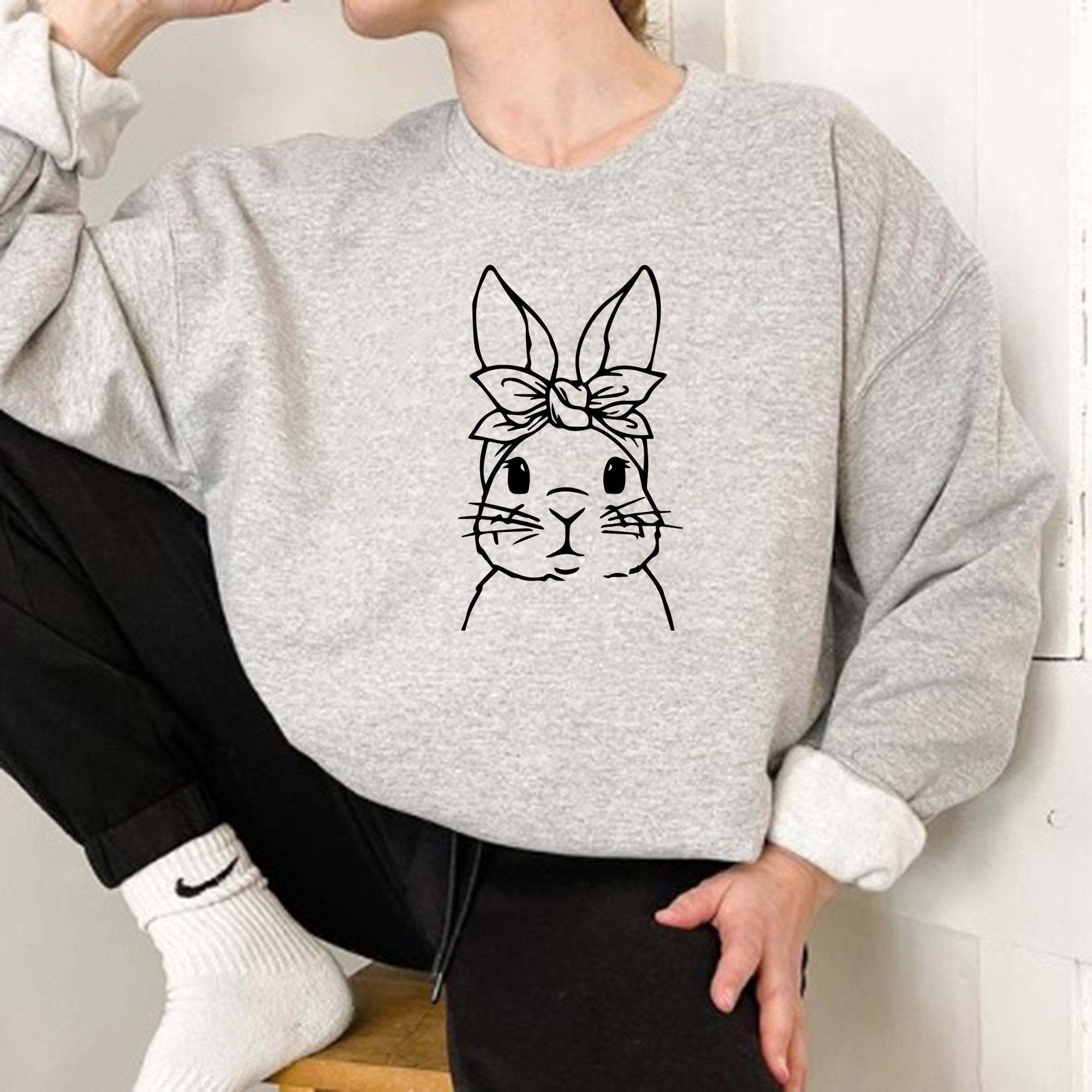 Easter Bunny Sweatshirt, Cute Easter Sweatshirt, Bunny Lover Sweatshirt ...