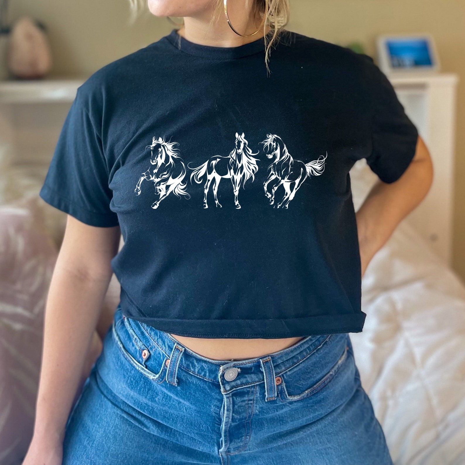 Horse Crop Top, Horse Lover Crop Top, Horse Gift Crop Top, Animal Lover ...