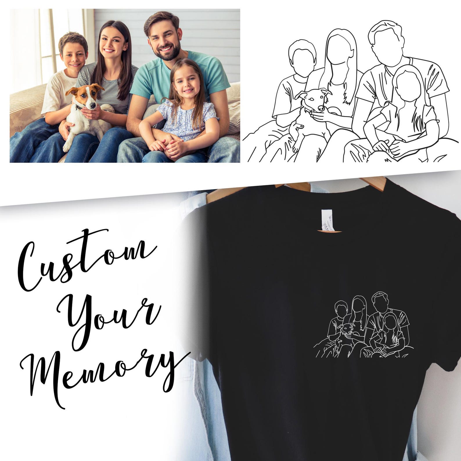 Custom Family Portrait Shirt, Custom Couple Photo Shirt, Custom Dog ...