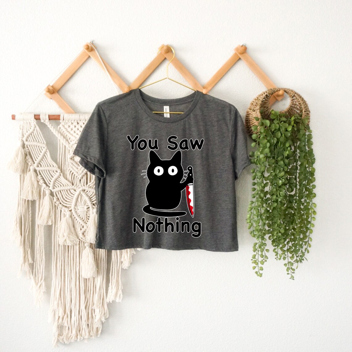 You Saw Nothing Crop Top, Black Cat Crop, Spooky Cat Crop Top ...