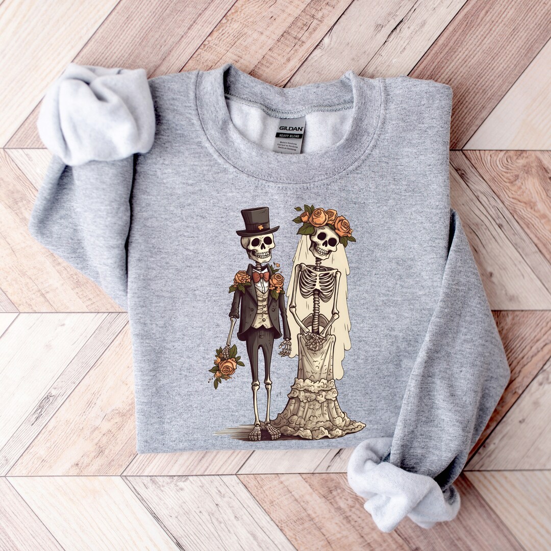 Bride and Groom Skeletons Shirt, Skeleton Wedding Shirt, Halloween ...