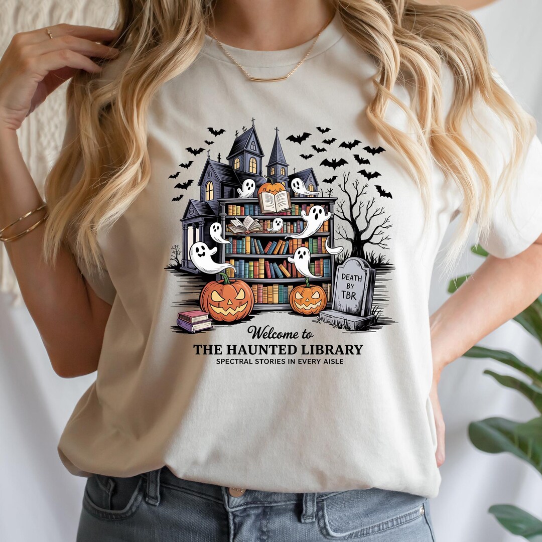 Welcome to the Haunted Library Halloween Shirt, Spooky Ghosts With ...