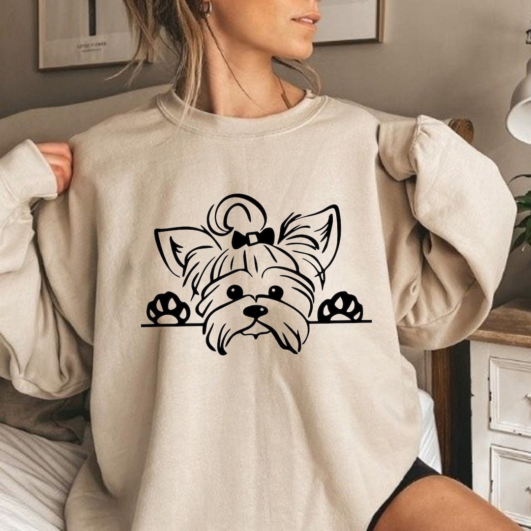 Yorkie Sweatshirt, Cutie Yorkie Loves Sweatshirt, Yorkie Family Dog ...