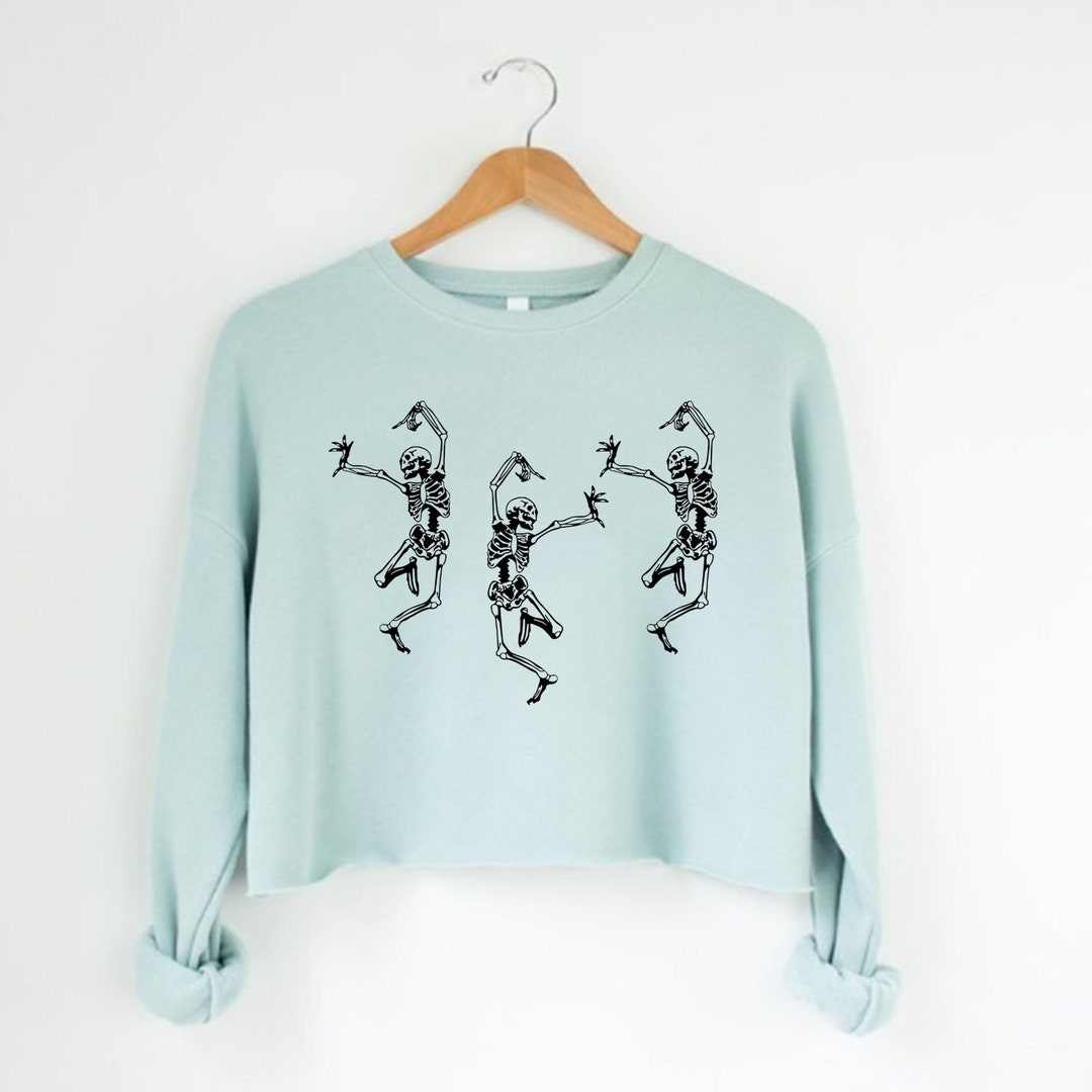Dancing Skeleton Crop Top, Funny Halloween Skeleton Crop Top, Halloween ...