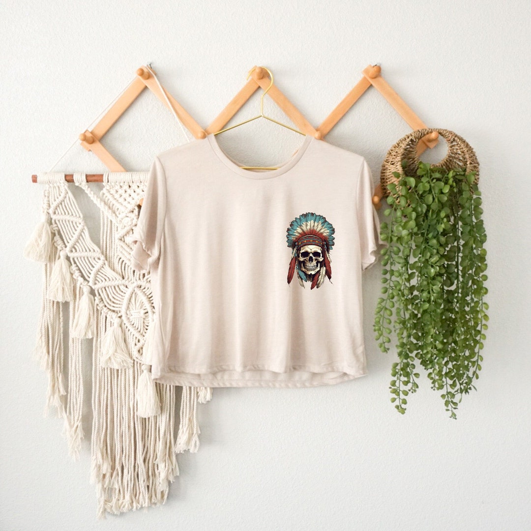 Native American Skull Crop Top, Indian Skeleton Crop Top, Spooky Season ...