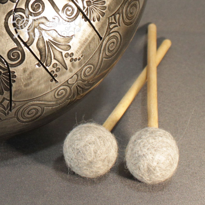 Tongue DRUM Mallets With Soft Balls of Natural Wool or Vegan Acrylic ...