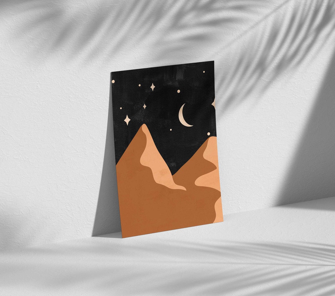 Moon Landscape Art Print | Crescent Moon Poster | Modern Boho Printable ...