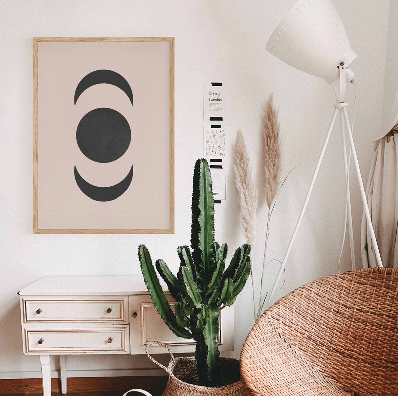 Black Moon Art Print Abstract Moon Cycles Printable Boho - Etsy