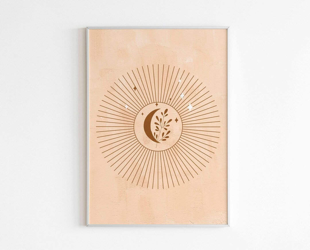 Starry Sky Art Print Abstract Moon Poster Printable Crescent Moon Art ...