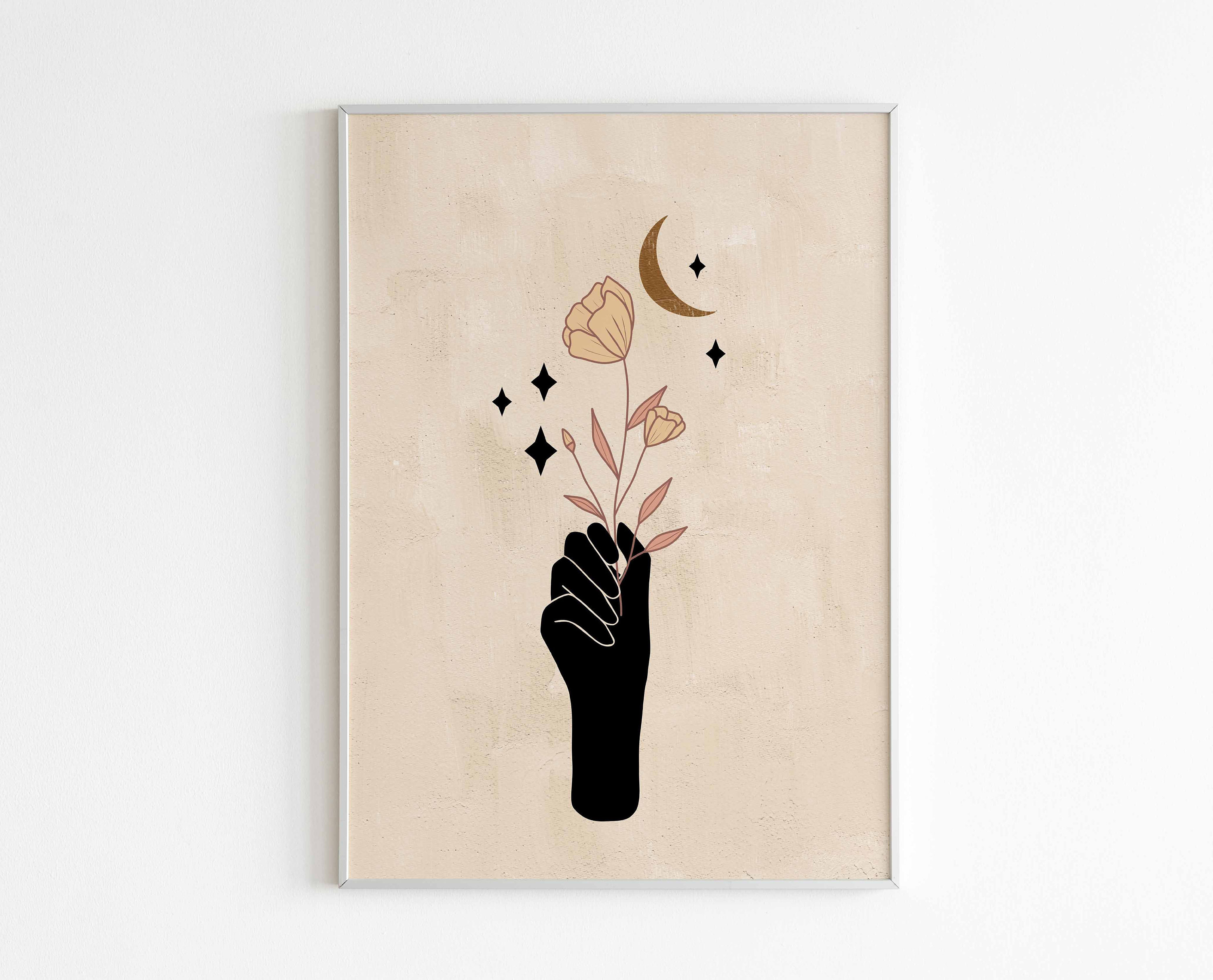 Flower Hand Art Print Line Drawing of Flowers Daisies - Etsy