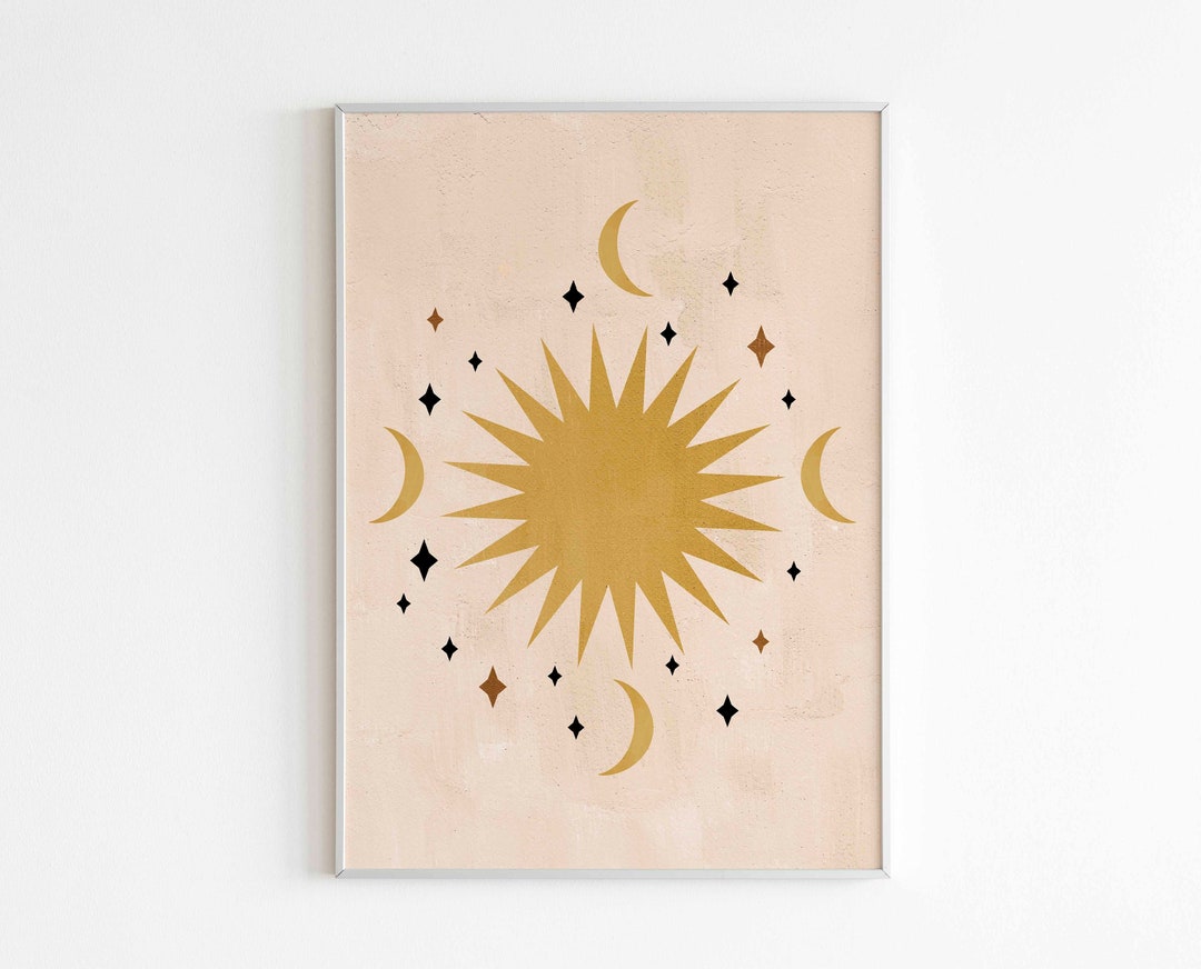 Sun & Moon Art Print | Abstract Moon Wall Art | Minimal Modern ...