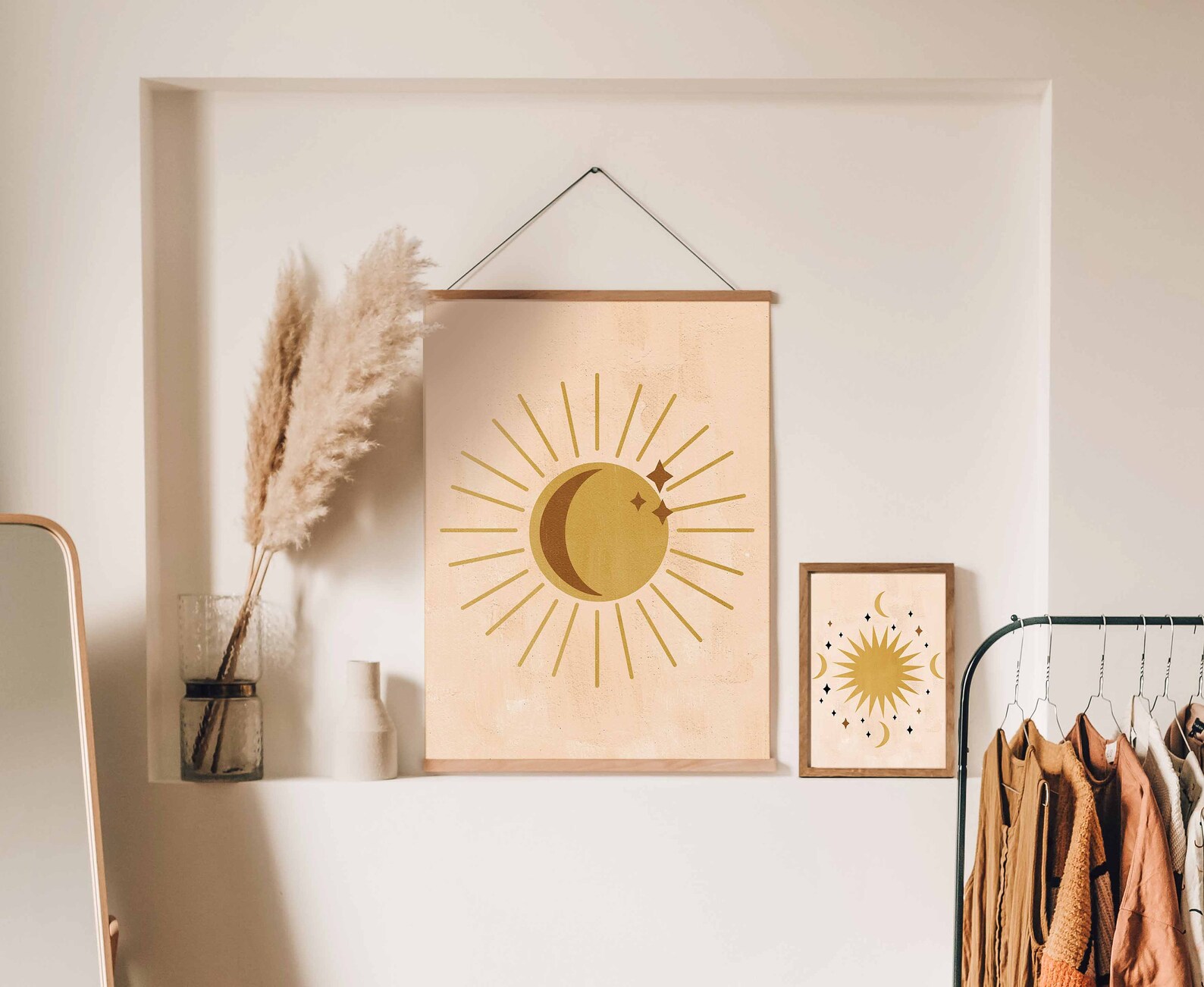 Crescent Moon Art Print Abstract Moon Wall Art Minimal | Etsy