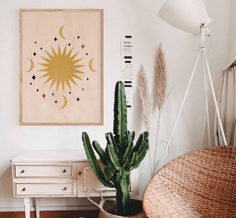 Sun & Moon Art Print Abstract Moon Wall Art Minimal Modern - Etsy