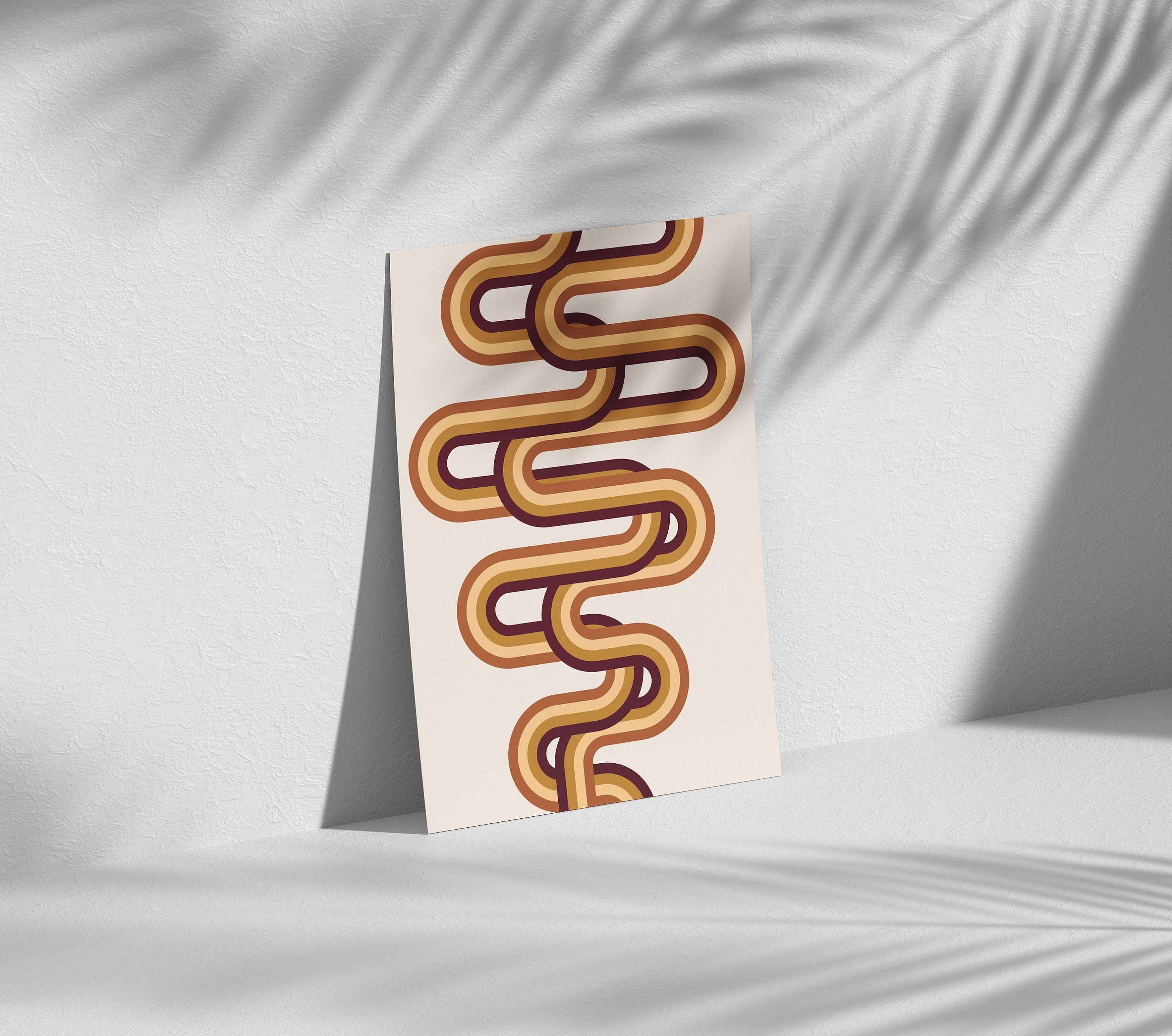 Buy Retro Lines Art Print 70s Line Pattern Wall Art 1970s Style Wall ...