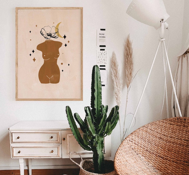 Female Form Art Print Celestial Woman Wall Print Nude - Etsy