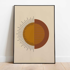 Large Sun Art Print | Abstract Sun Wall Art | Sun Rays Circle Print ...