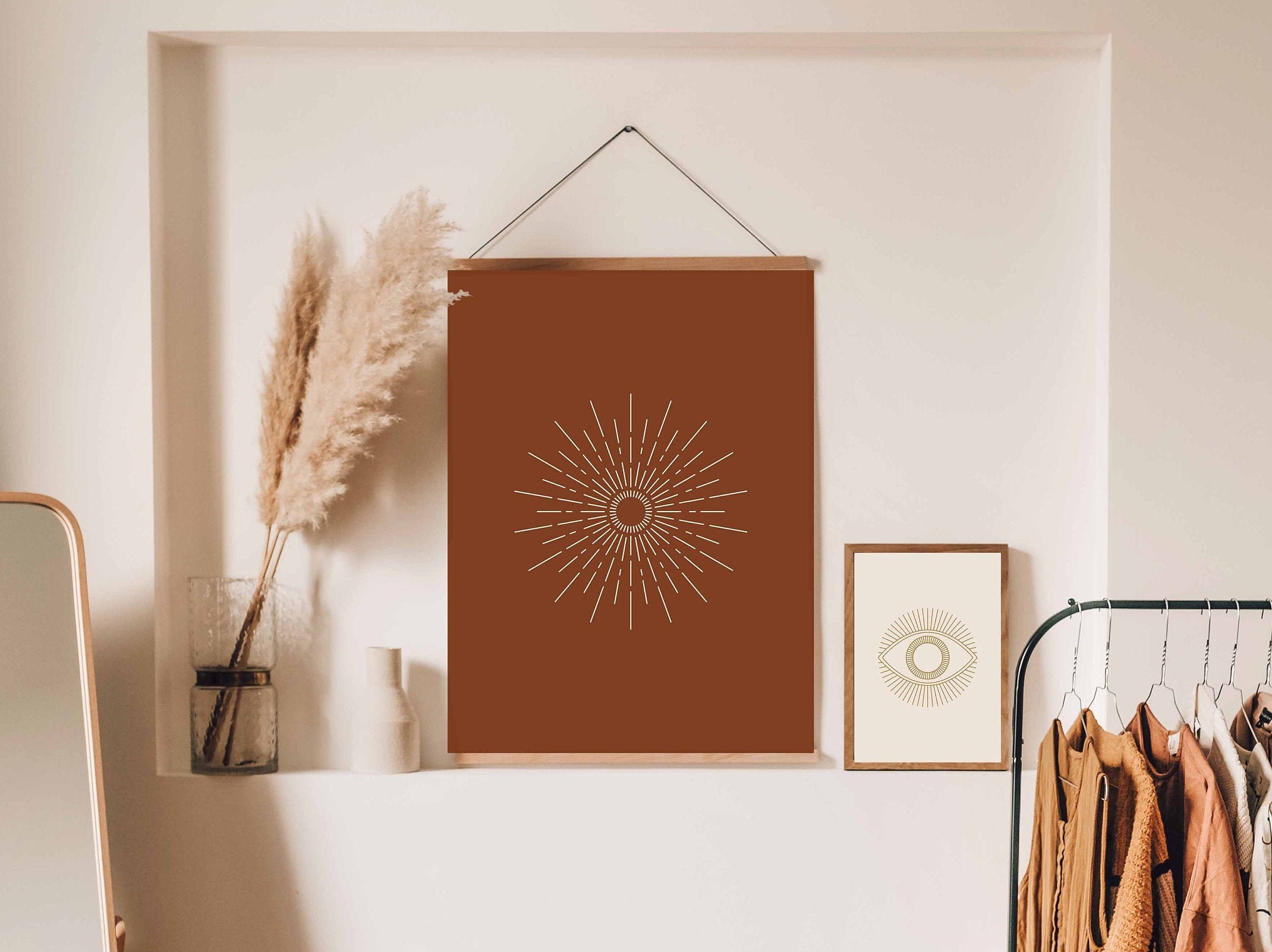 Terra Sunburst Art Print Rust Color Wall Art Minimalist - Etsy