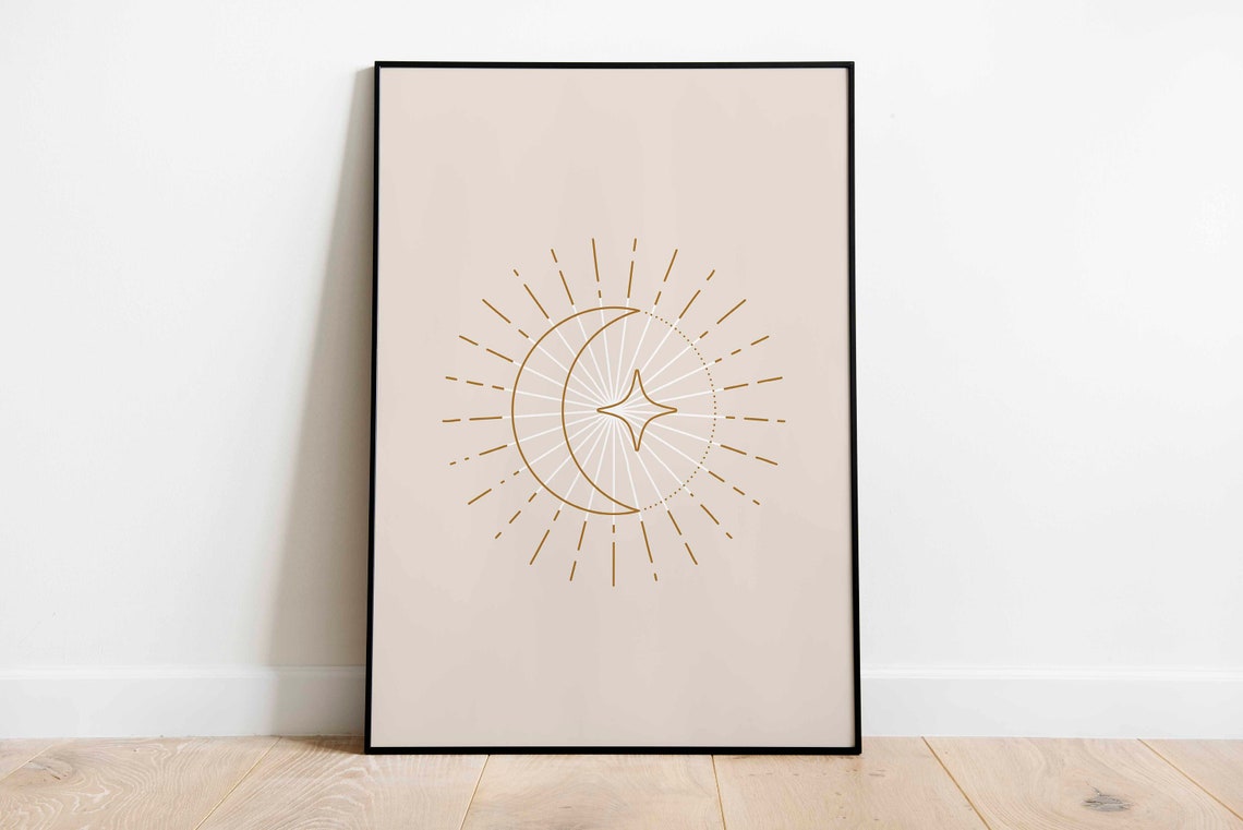 Neutral Moon Art Print Neutral Wall Art Minimalist - Etsy