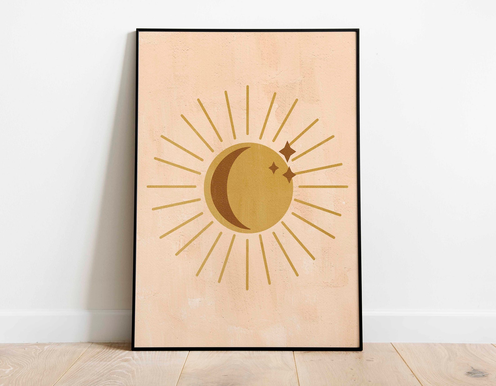 Crescent Moon Art Print Abstract Moon Wall Art Minimal | Etsy