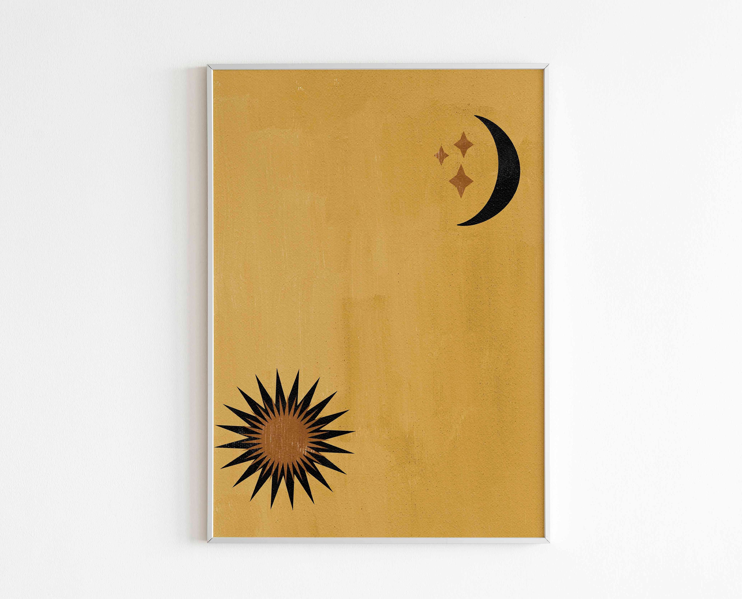 Black Moon Art Print Abstract Gold Art Boho Moons Poster - Etsy