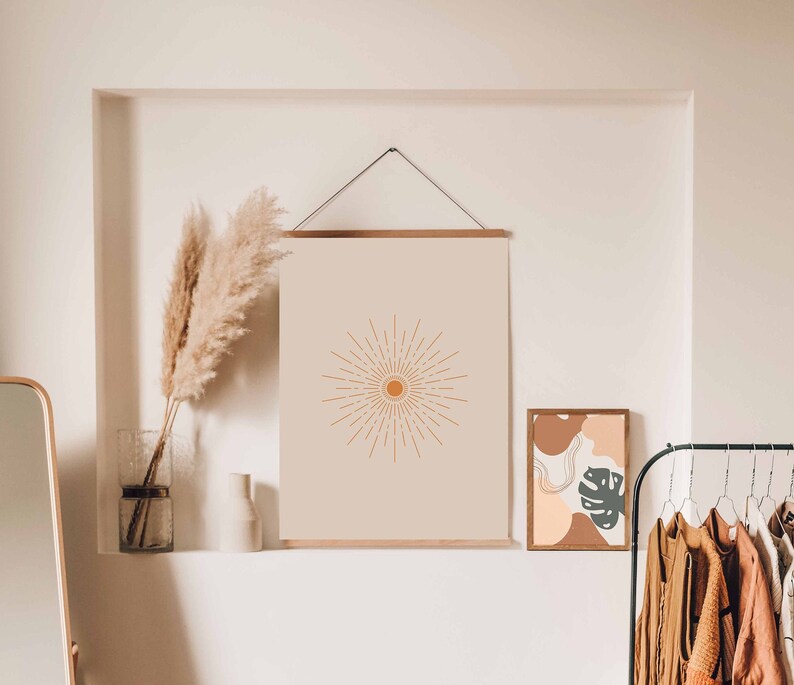 Orange Sunburst Art Print Sun Rays Poster Sunset Wall - Etsy