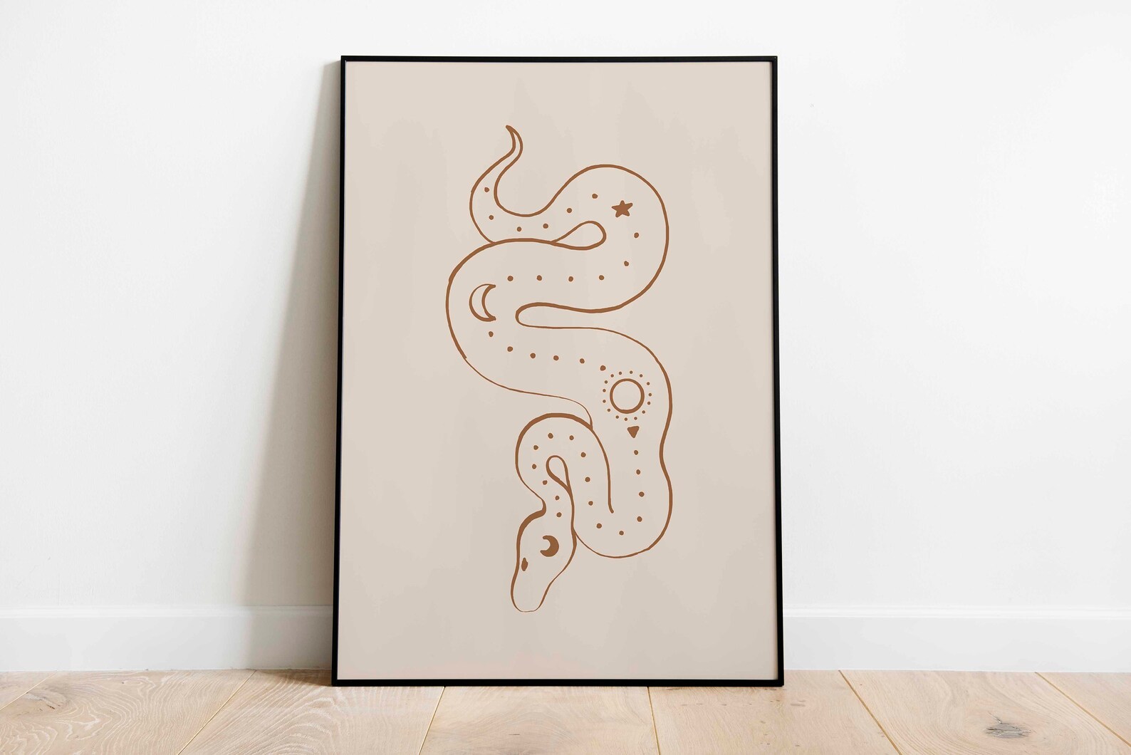 Beige Snake Art Print Minimalist Contour Line Drawing | Etsy