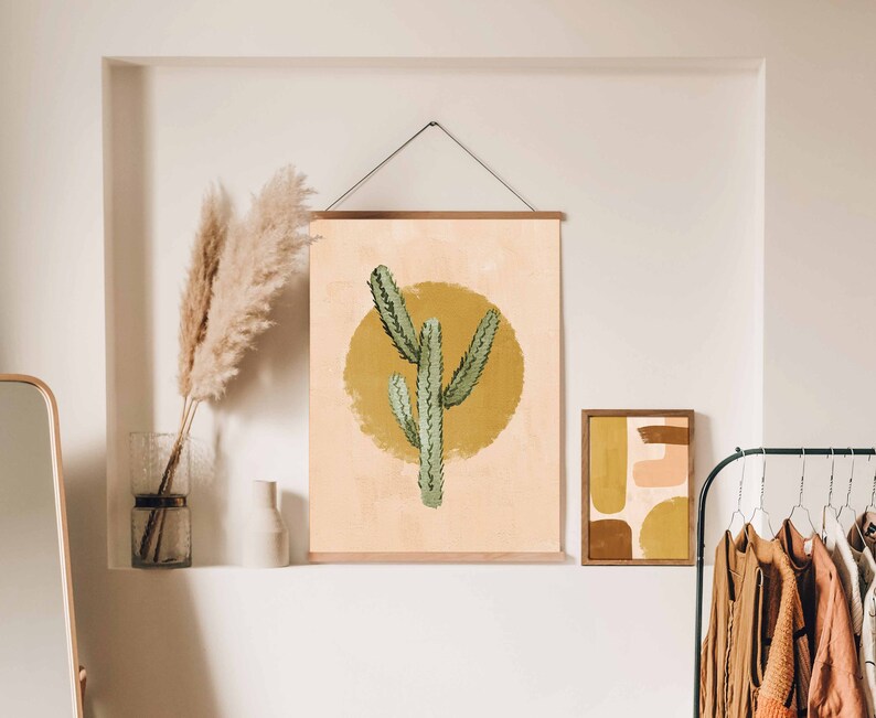 Cactus Landscape Art Print Boho Scenery Wall Art Water | Etsy