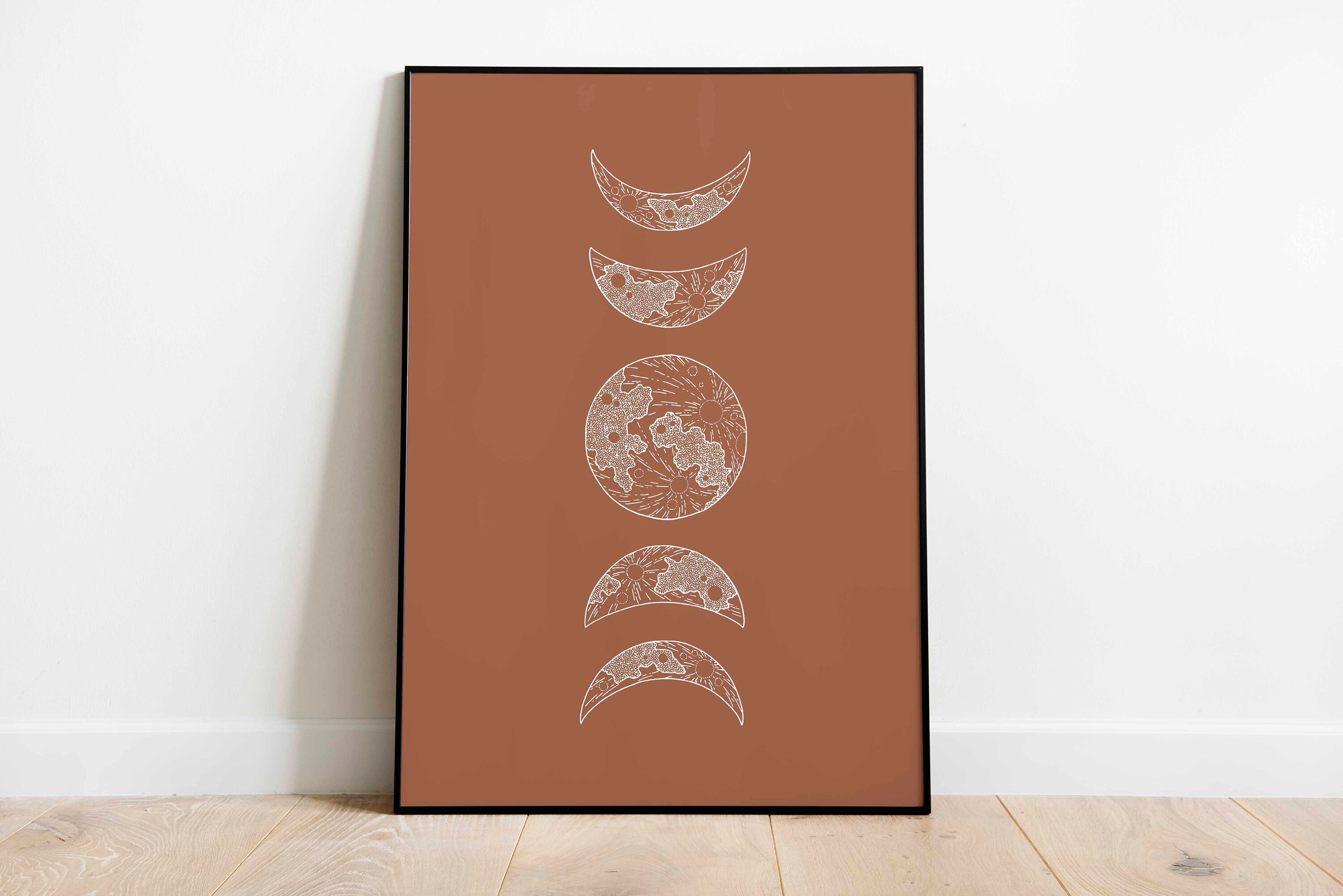 Minimal Moon Cycle Art Print Neutral Moon Phases Poster | Etsy