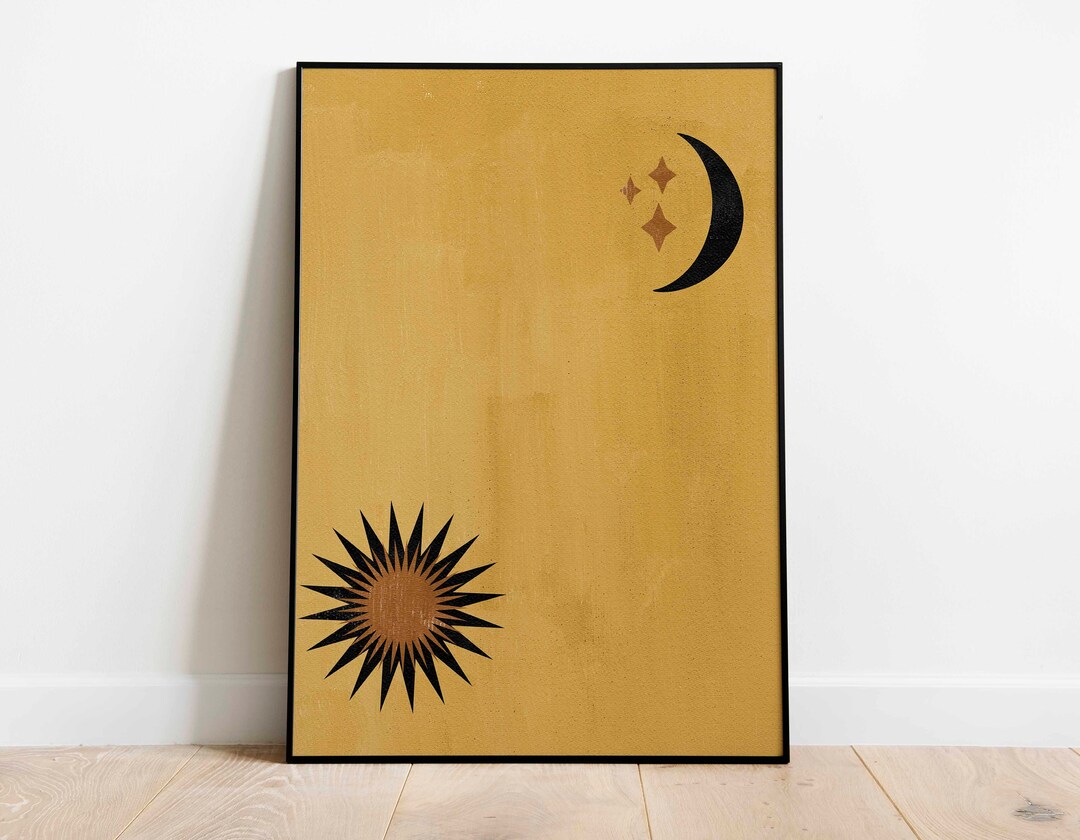 Black Moon Art Print Abstract Gold Art Boho Moons Poster - Etsy